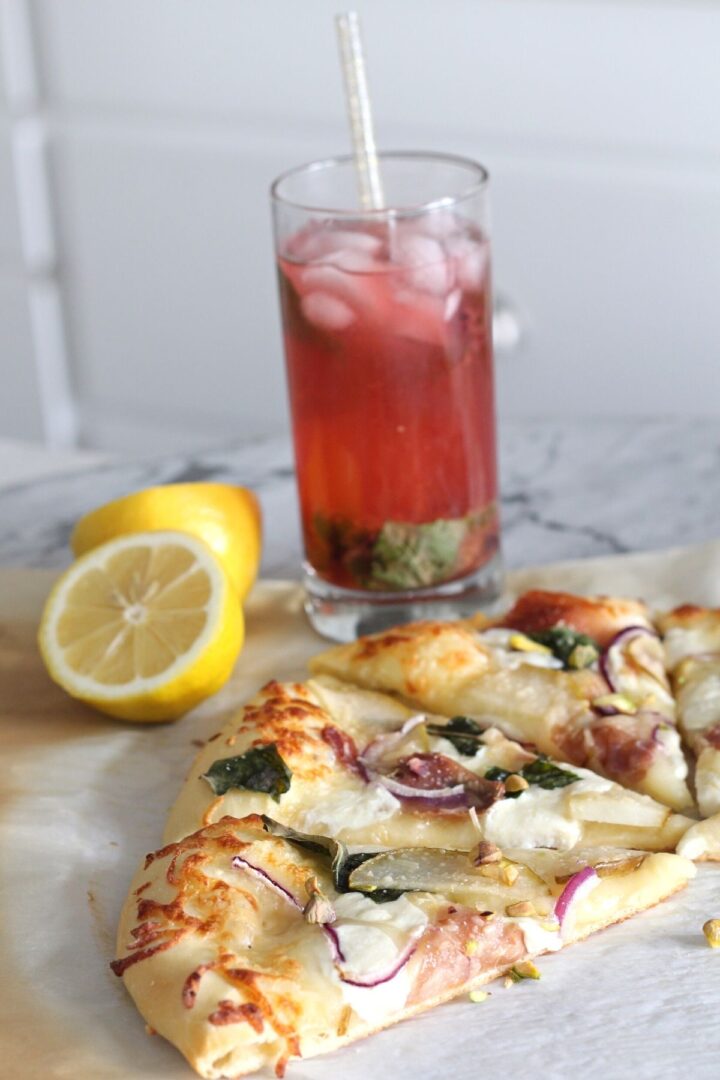 Pera Pizza with Prosciutto and Pistachios - Thyme For The Table